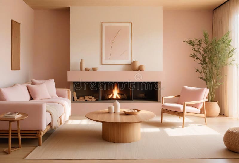 A Modern, Minimalist Living Room with Clean Lines Stock Illustration ...