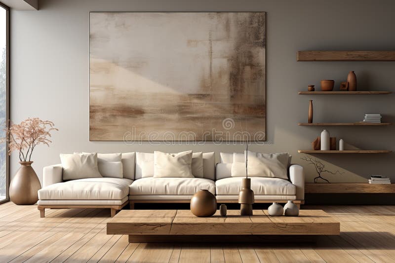 Modern Minimalist Living Room Design. Visualization of the Interior in ...