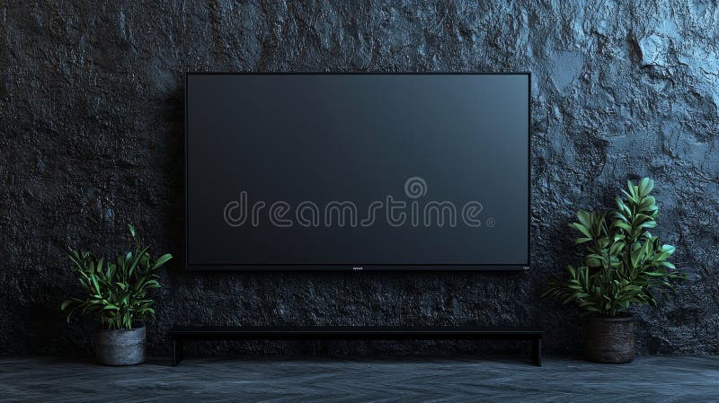 Modern Minimalist Living Room Design with Widescreen Tv Display Stock ...