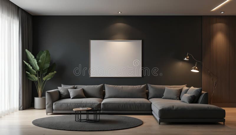 Modern Interior Subtle Black Wall Texture Ambient Lighting Stock Photos ...