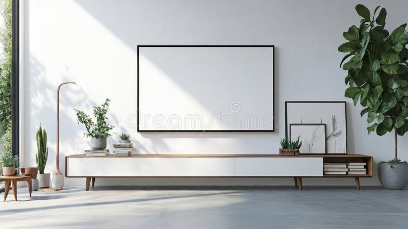 Modern Minimalist Living Room Interior Design with White Walls Stock ...