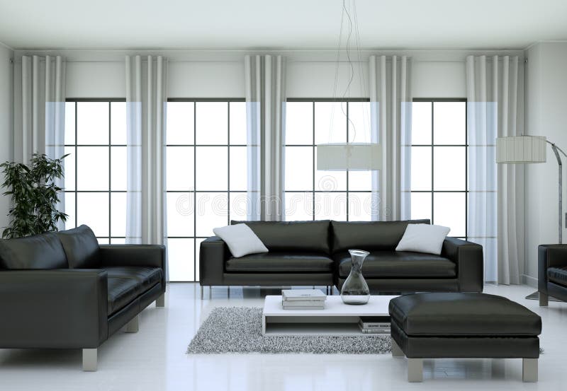 Modern Minimalist Living Room Interior in Loft Design Style with Sofas ...