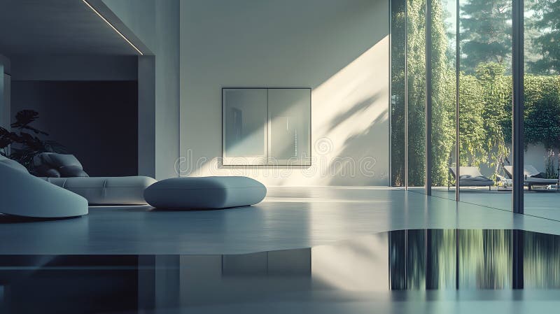 Modern Minimalist Living Room with Large Windows and Natural Light ...