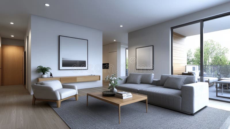 Modern Minimalist Living Room with Neutral Tones and Natural Light ...