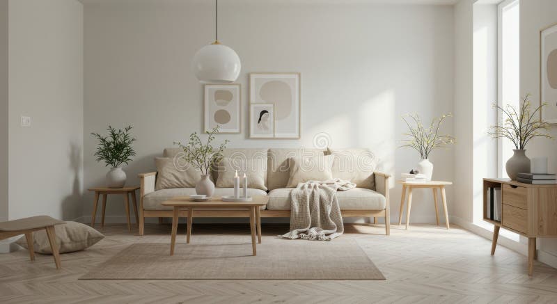 Modern Minimalist Living Room with Neutral Tones and Natural Light ...