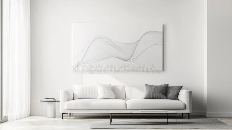Modern Minimalist Living Room with White Sofa and Abstract Artwork ...