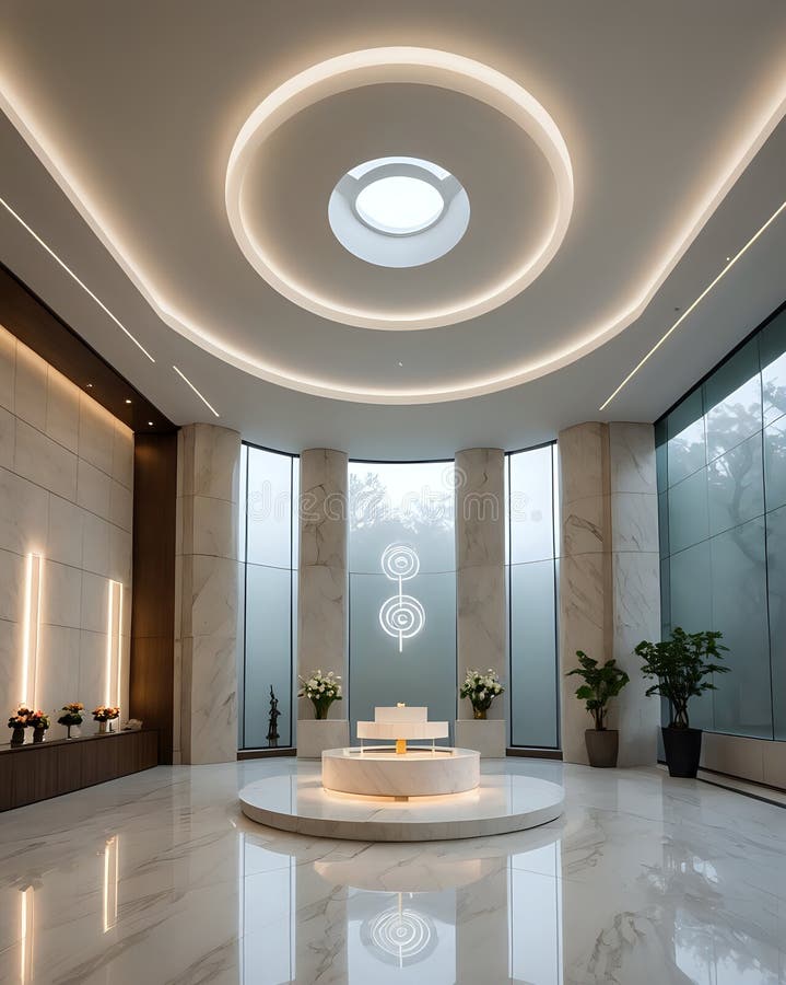 Modern Minimalist Marble Hall Stock Illustration - Illustration of ...