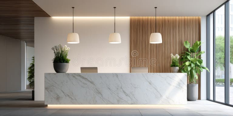 Modern Minimalist Marble Reception Desk Design Stock Illustration ...