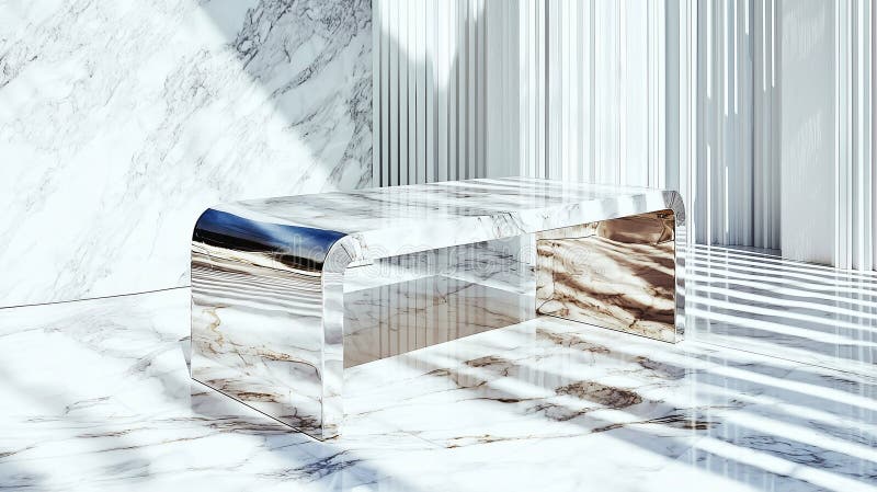 Modern Minimalist Marble Table in Sunlit Interior Design Space Stock ...
