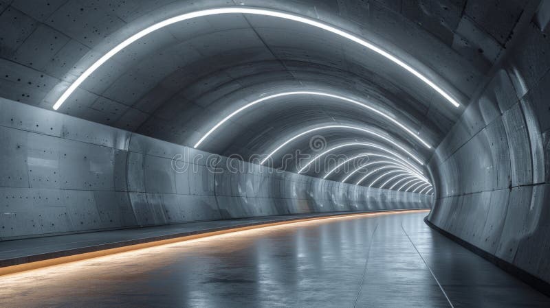 Modern Minimalist Mockup Scene in an Empty Underground Tunnel. Stock ...