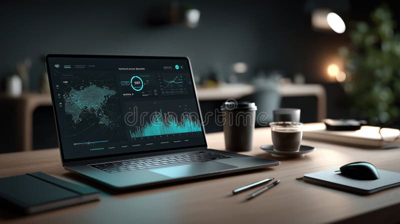 Modern Minimalist Office Desk Setup with Laptop in the Room Stock ...