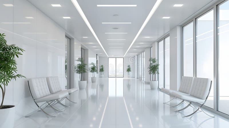 Modern Minimalist Office Hallway Interior Design Stock Illustration ...