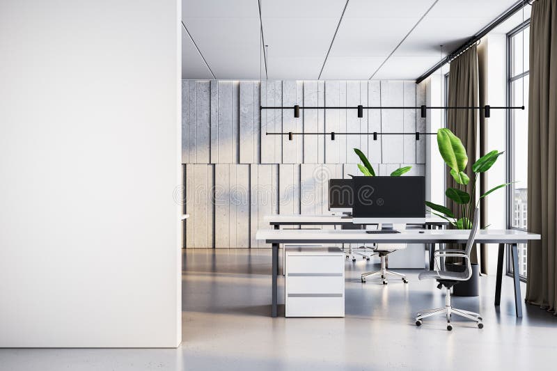 Modern Minimalist Office Interior with Open Space, Sleek Furniture, and ...
