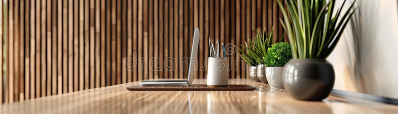 Modern Minimalist Office Workspace Clean Lines Stock Illustration ...