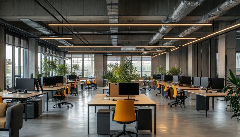 Modern Minimalist Open Plan Office Design Featuring Ergonomic ...