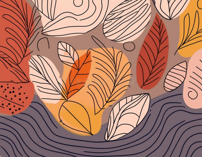 Modern Minimalist Pattern Geometric Shapes and Abstract Leaf Forms for ...