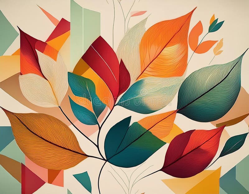 Modern Minimalist Pattern Geometric Shapes and Abstract Leaf Forms for ...