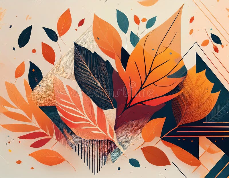 Modern Minimalist Pattern Geometric Shapes and Abstract Leaf Forms for ...