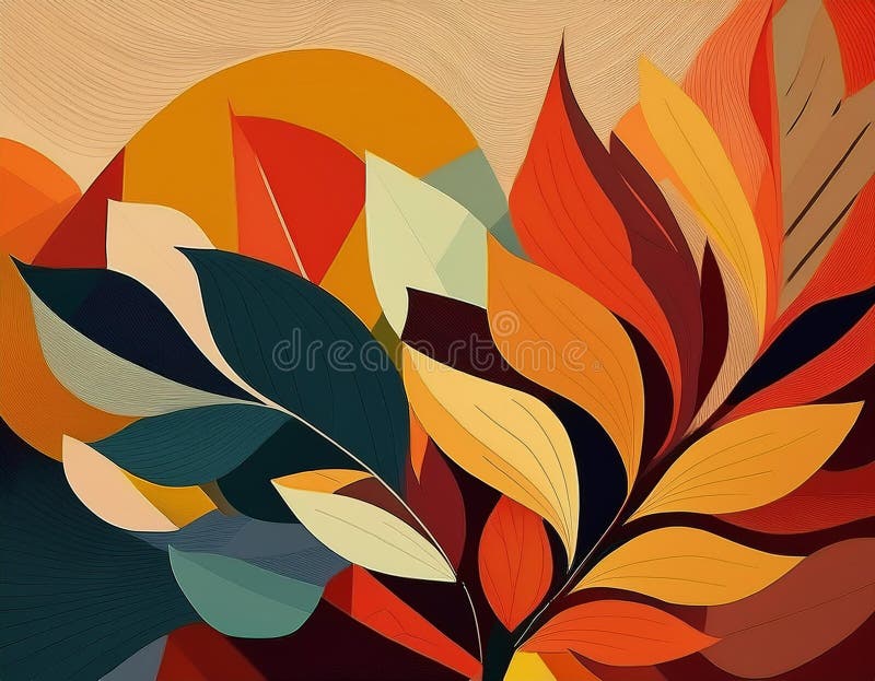 Modern Minimalist Pattern Geometric Shapes and Abstract Leaf Forms for ...