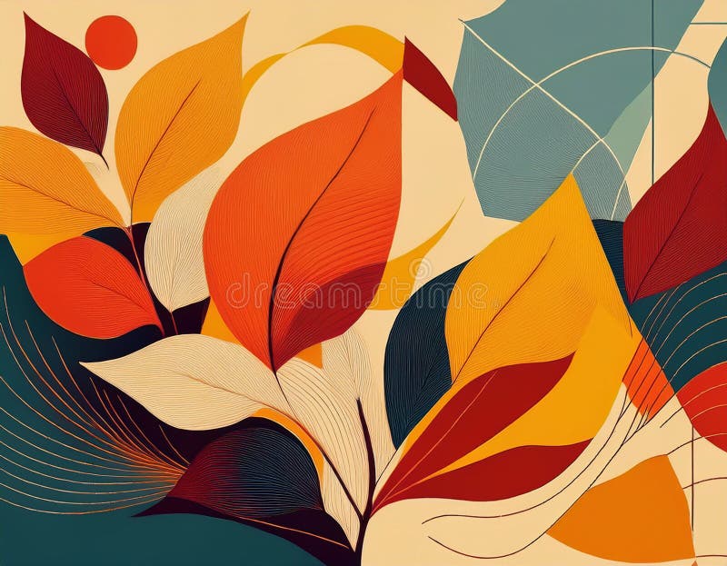 Modern Minimalist Pattern Geometric Shapes and Abstract Leaf Forms for ...