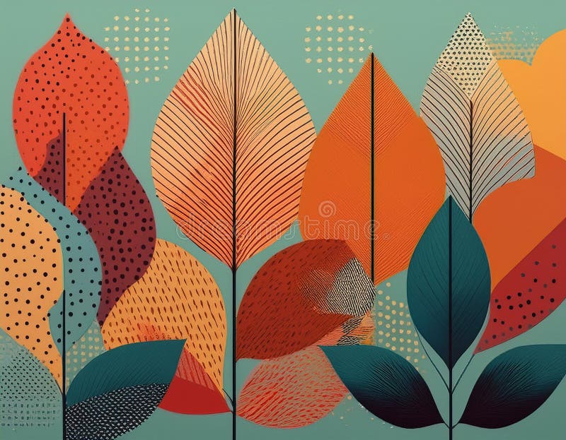 Modern Minimalist Pattern Geometric Shapes and Abstract Leaf Forms for ...