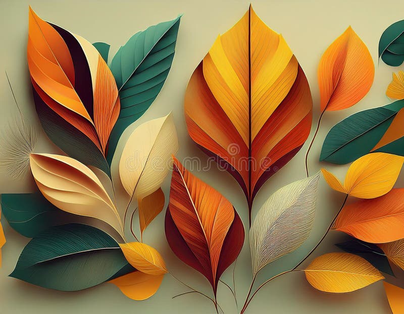 Modern Minimalist Pattern Geometric Shapes and Abstract Leaf Forms for ...