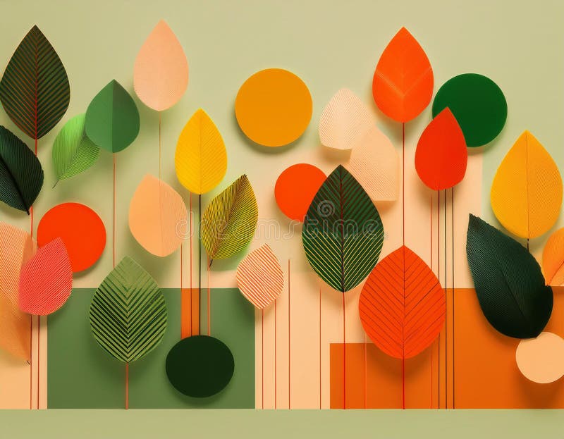 Modern Minimalist Pattern Geometric Shapes and Abstract Leaf Forms for ...