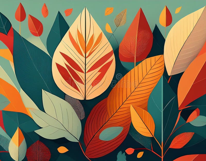 Modern Minimalist Pattern Geometric Shapes and Abstract Leaf Forms for ...