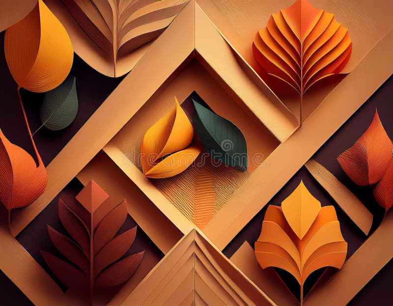 Modern Minimalist Pattern Geometric Shapes and Abstract Leaf Forms for ...