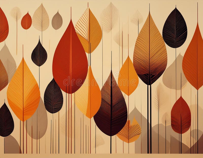 Modern Minimalist Pattern Geometric Shapes and Abstract Leaf Forms for ...