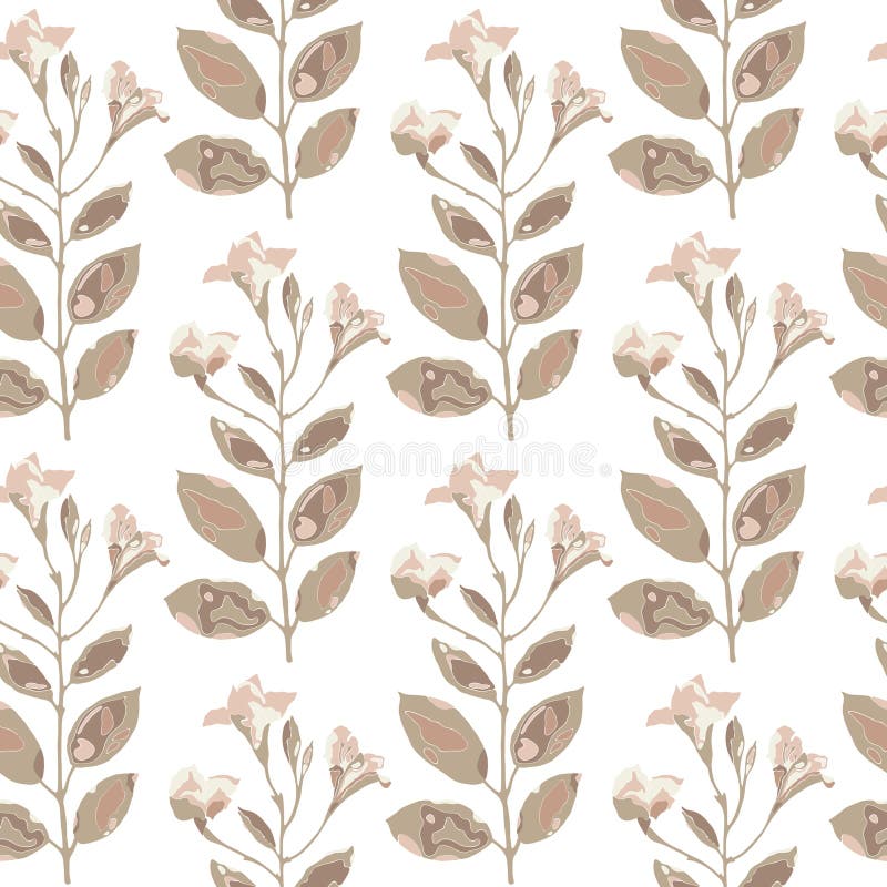 Modern Minimalist Pattern with Simplified Floral Motifs. Stock Vector ...