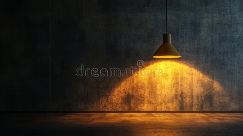 Modern Minimalist Pendant Lamp Casting Warm Glow on Dark Wall, Interior ...