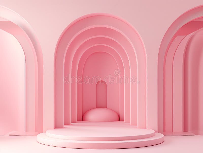 Modern Minimalist Pink Arches Stock Image - Image of stage, pastel ...