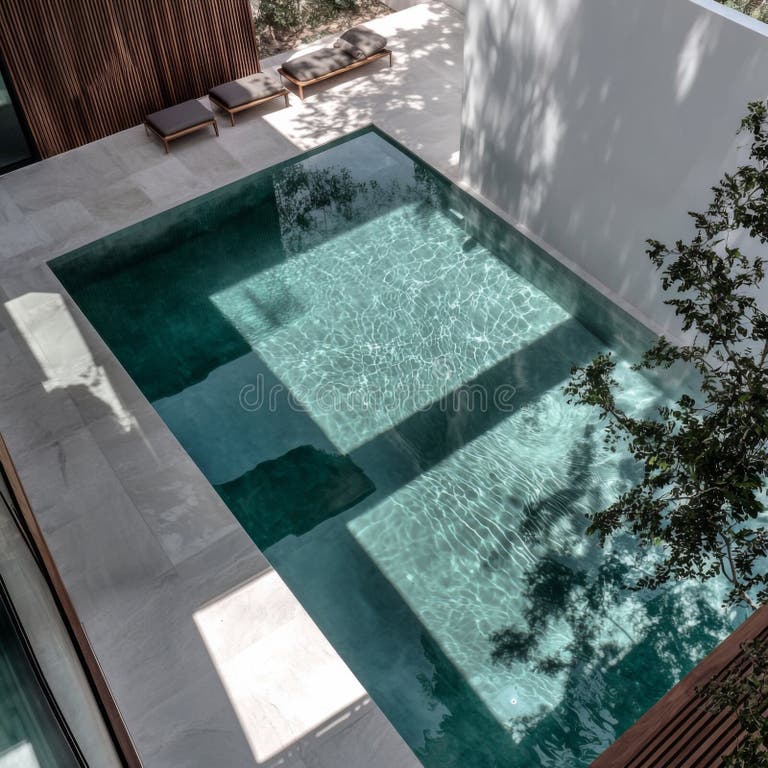 Modern Minimalist Pool Design with Sunlit Reflections Stock Photo ...