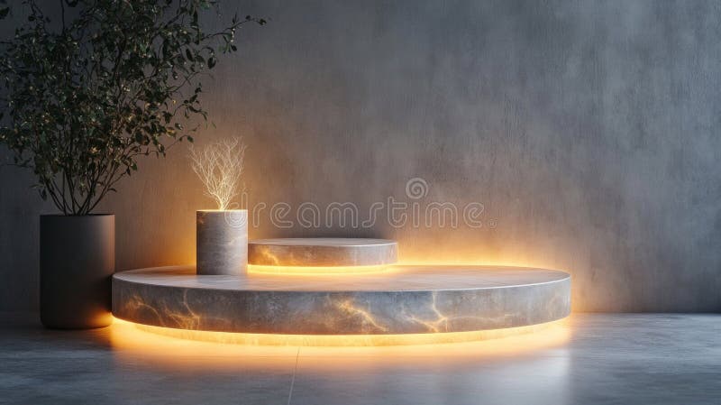 Modern Minimalist Product Display with Circular Marble Platforms and ...