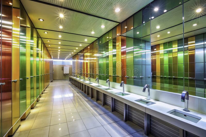 Modern Minimalist Public Restroom Design Featuring a Glass Wall with ...