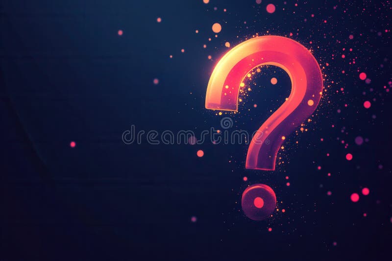 Modern Minimalist Question Mark Icon with Glowing Light Bursts in a ...