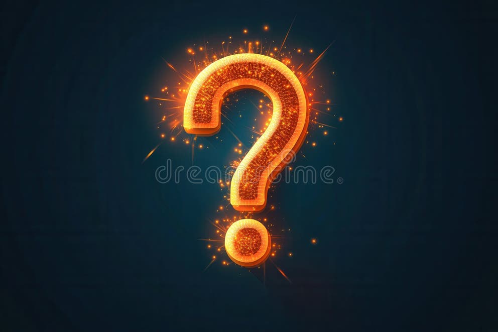 Modern Minimalist Question Mark Icon with Glowing Light Bursts in Flat ...
