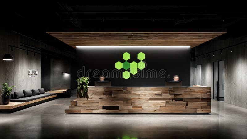 Minimalist Reception Area with Clean Signage and Seating. Stock Image ...