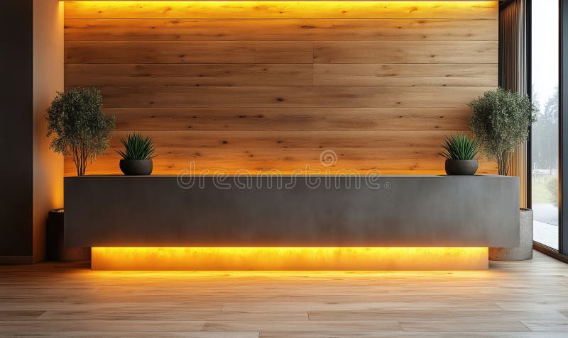 Minimalist Reception Area with Clean Signage and Seating. Stock Image ...