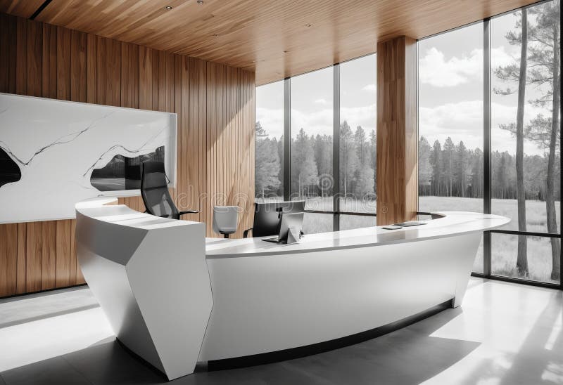 A Modern and Minimalist Reception Desk Stock Illustration ...