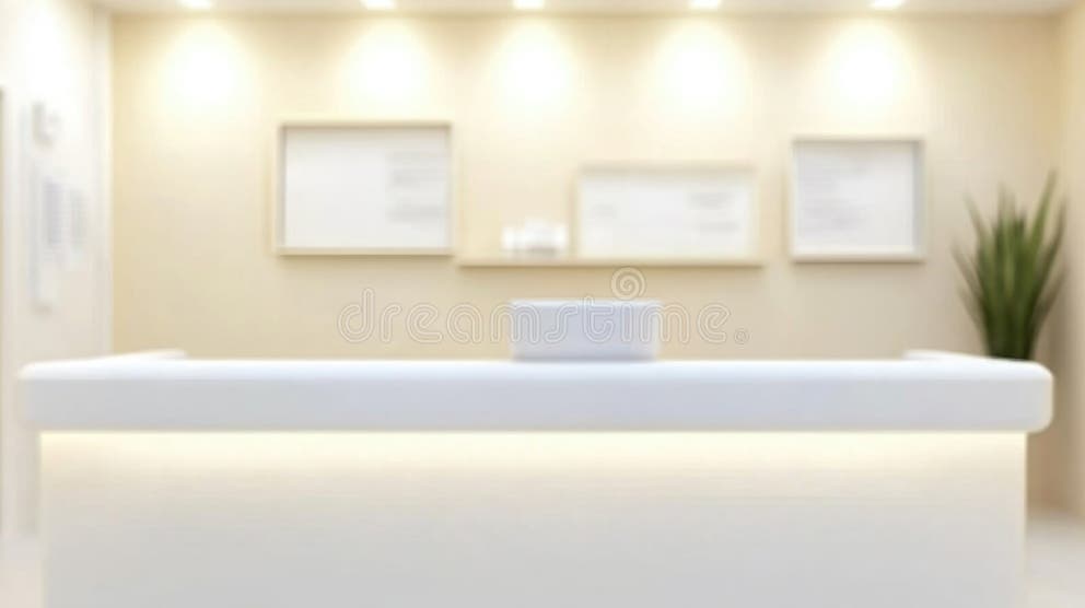 Modern Minimalist Reception Desk in Bright Office Lobby Stock Photo ...