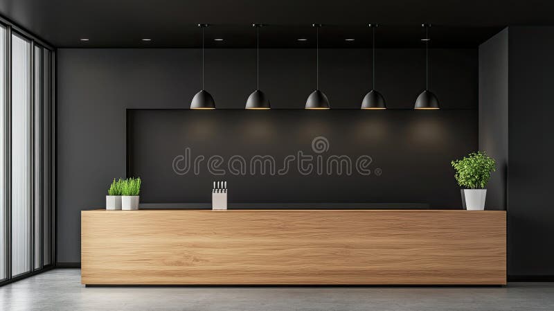 Minimalist Reception Area with Clean Signage and Seating. Stock Image ...