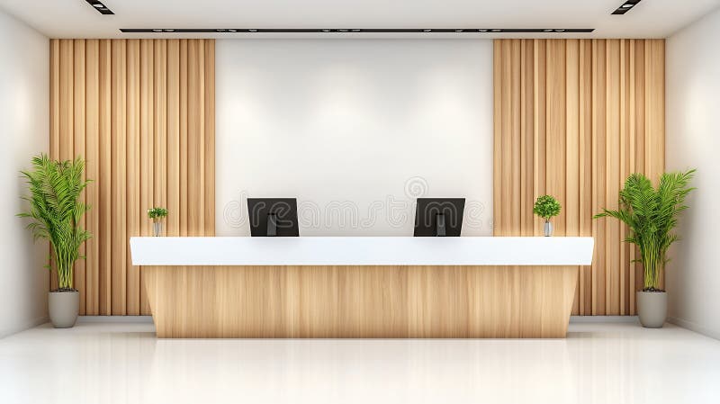 Modern Minimalist Reception Desk Stock Illustration - Illustration of ...