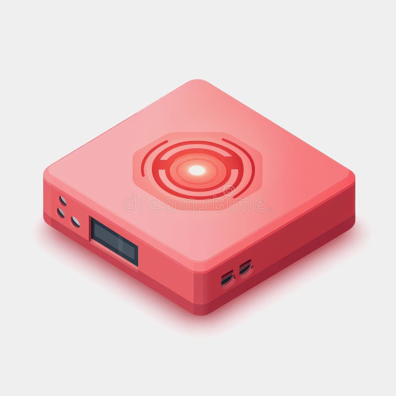 Modern Minimalist Red Device with Simple Design and Central Light ...