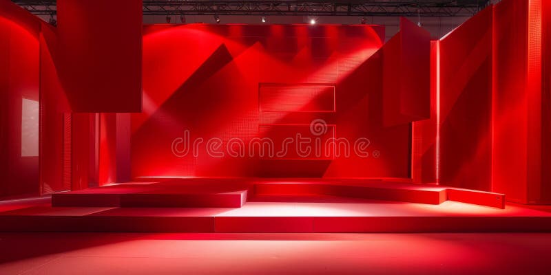 Modern Minimalist Red Interior Design with Geometric Shapes Stock ...