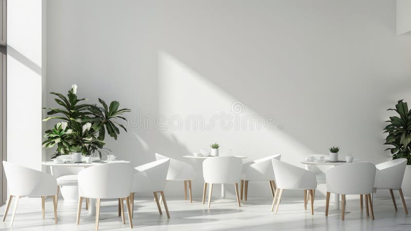 Modern Minimalist Restaurant Interior Stock Illustration - Illustration ...