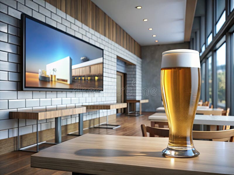 A Modern Minimalist Restaurant Interior with a Plasma TV Craft Beer and ...