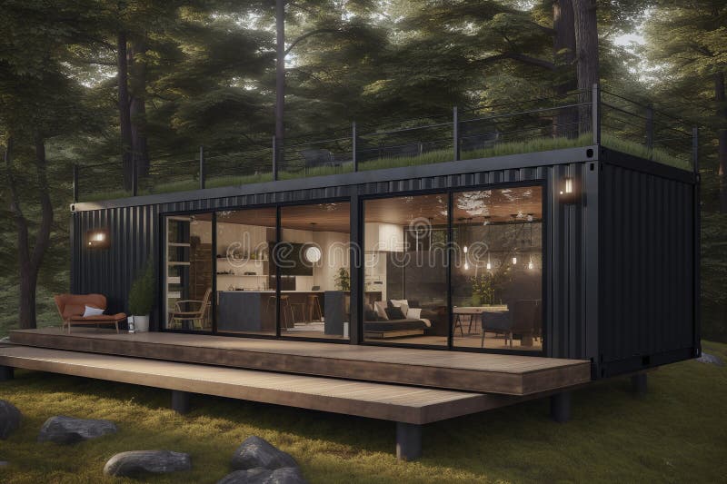Modern Minimalist Retreat: Luxury Container House in a Serene Forest ...