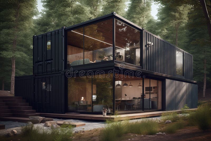 Modern Minimalist Retreat: Luxury Container House in a Serene Forest ...